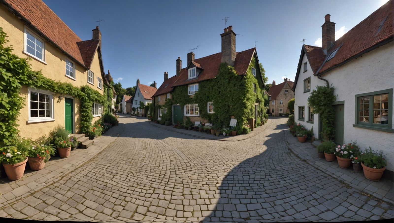 A cute HDRI of a little town with cottages and dirth paths, HDRI ...