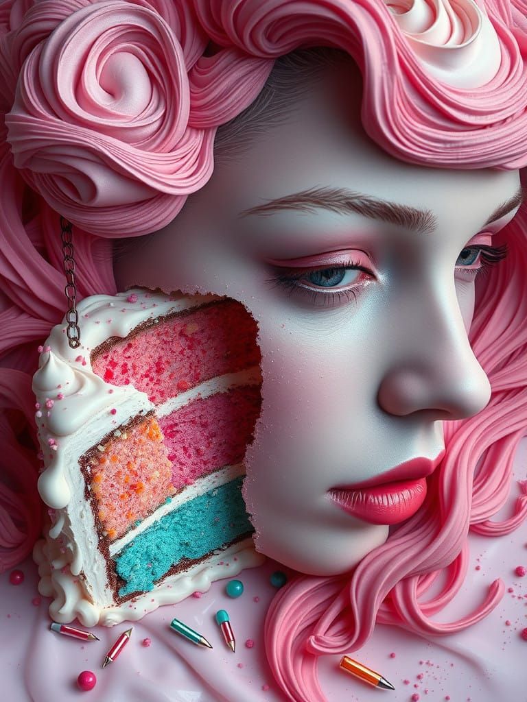 Cake Face - Surreal Cake Portrait in Vibrant Colors