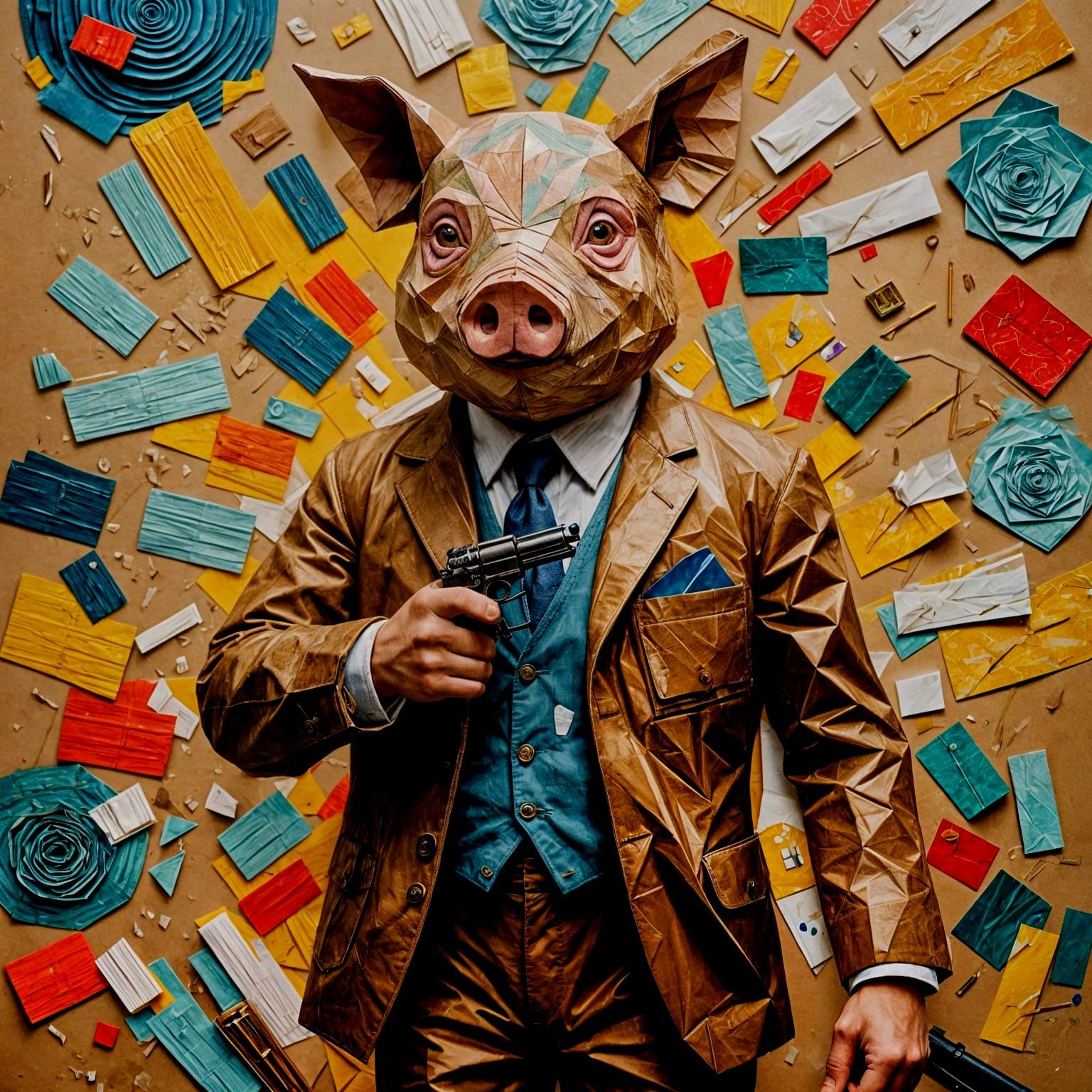 Pig man with a GUN! - Pig Man Holds Massive Gun in Whimsical...