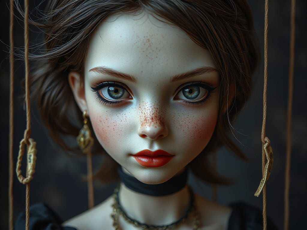 Ethereal Marionette Goddess in Dark-Fantasy Realis... - AI Art