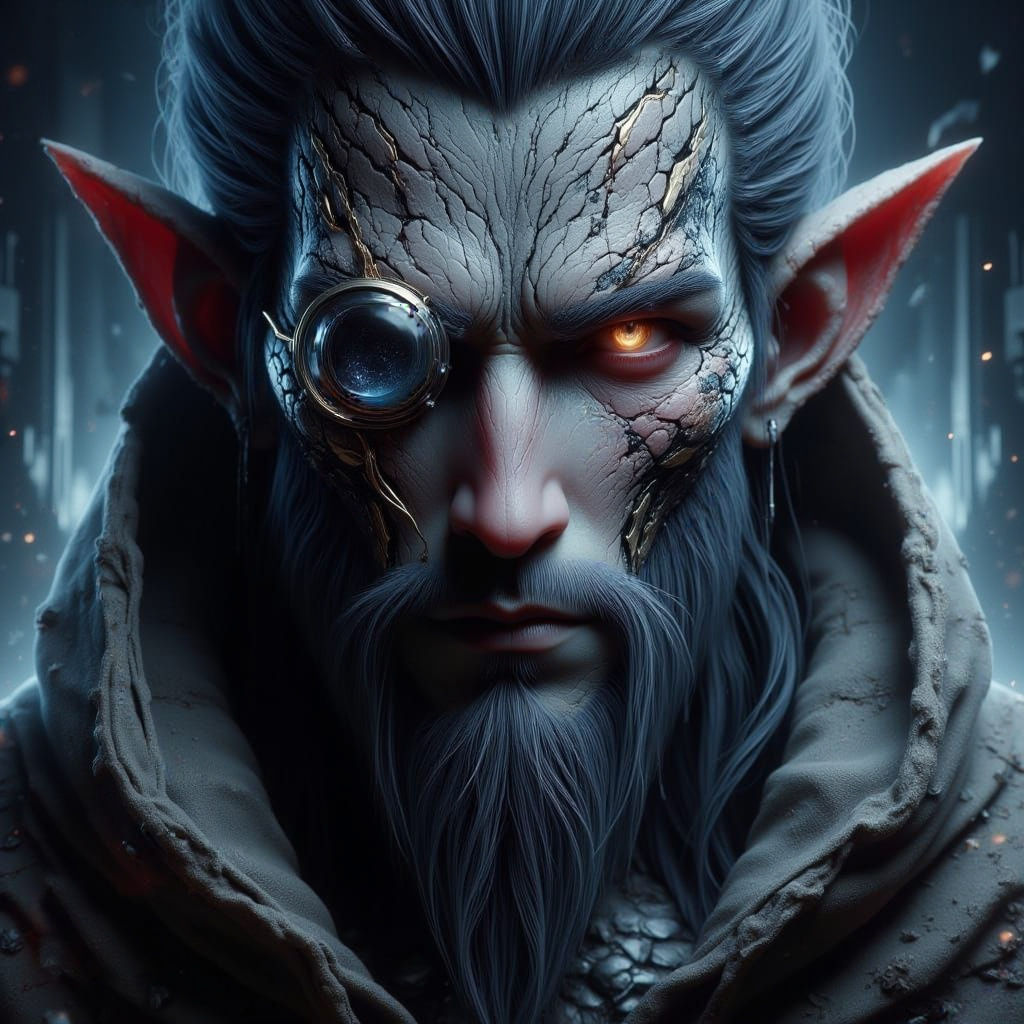 Dark Engineer - Ethereal Dark Elf in Anime Style