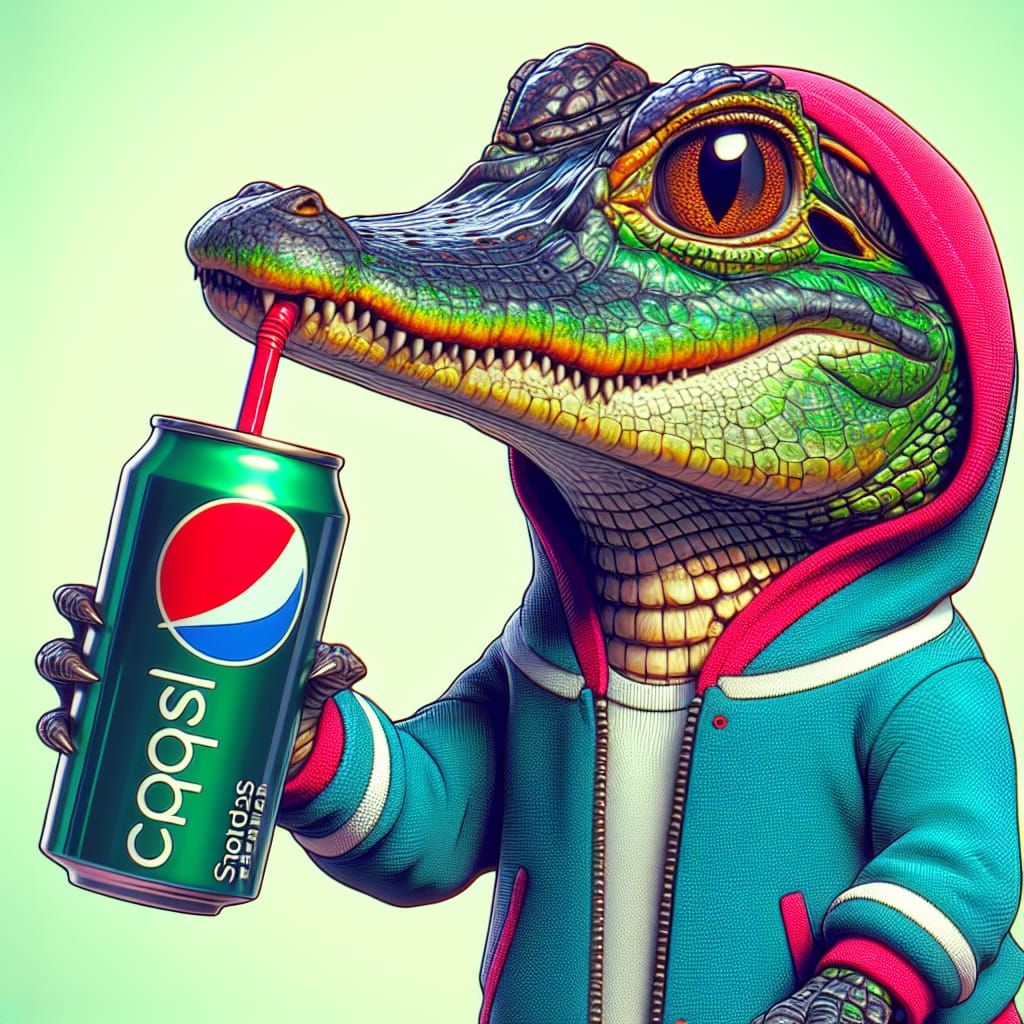 Gator-ade The adorable alligator drinking "Gatorade" intricately detailed concept art HDR ...