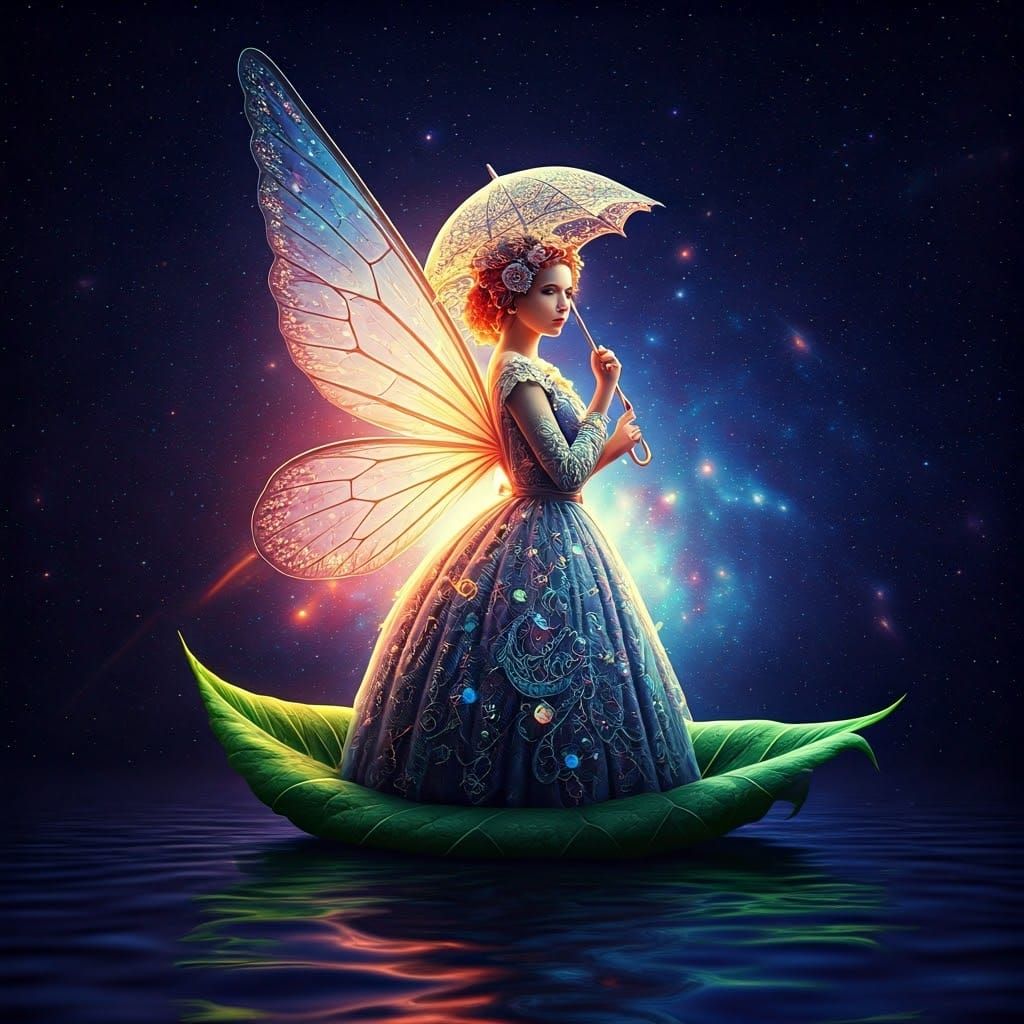 Pop surrealist depiction of a fairy, wearing a lac... - AI Art