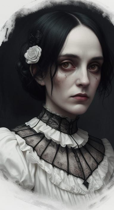 Eerie creepy Ghost Lady portrait Gothic Victorian digital print. Dark ...