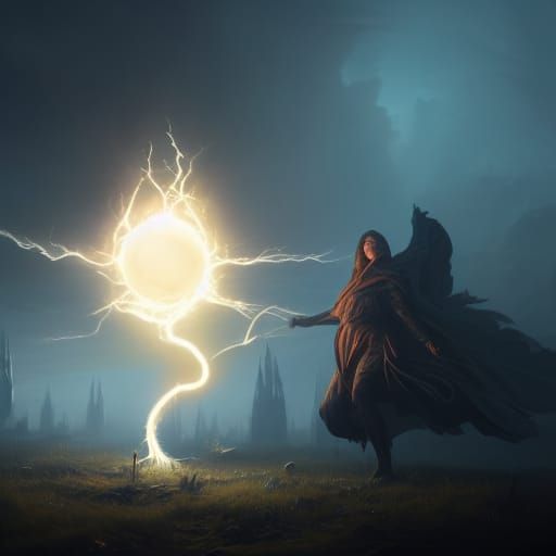 Ball of lightning spell. - AI Generated Artwork - NightCafe Creator