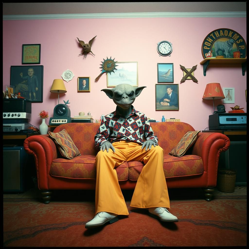 Scene from a liminal space type retro style living... - AI Art