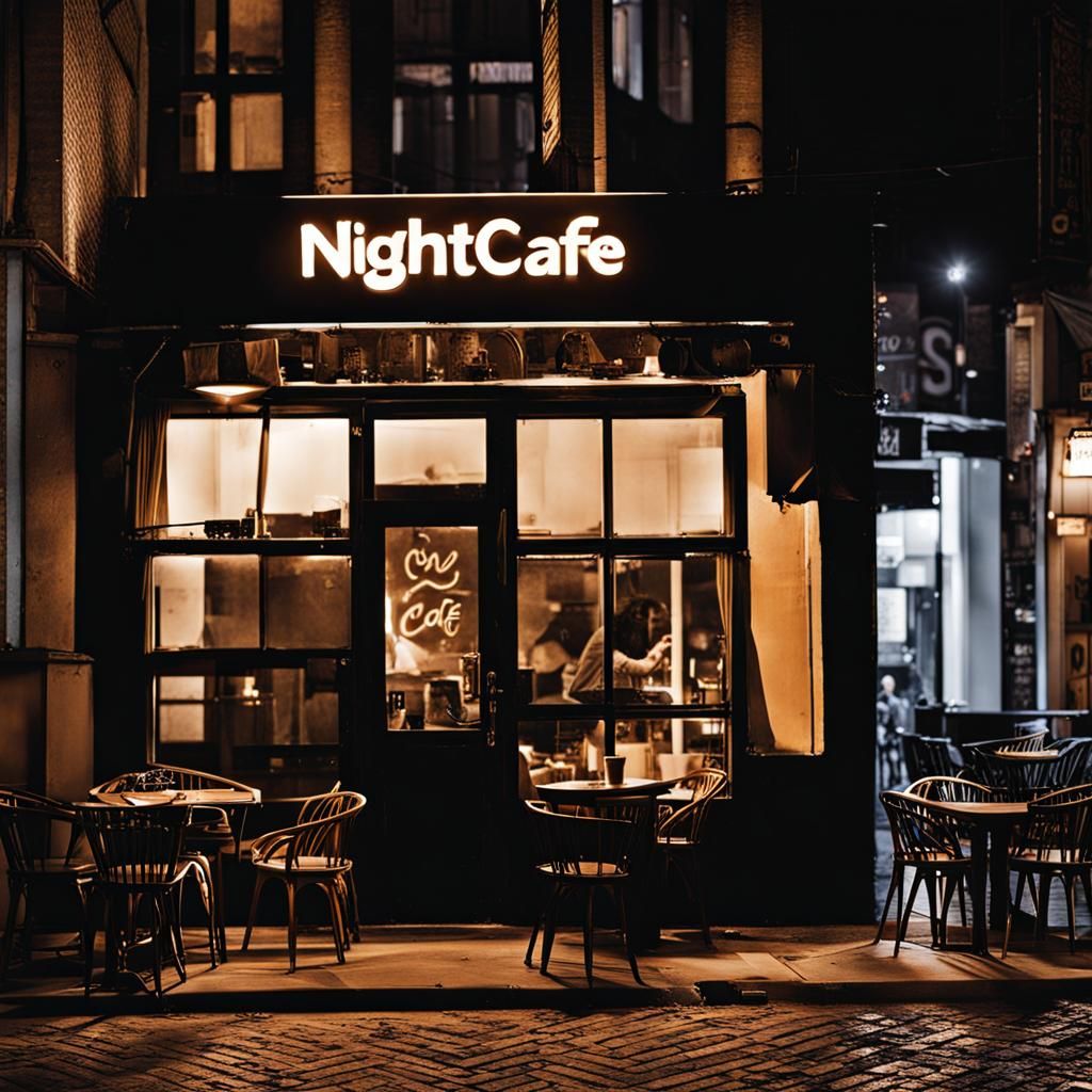 "NIGHTCAFE" written legibly on a sign, typography - AI Generated ...