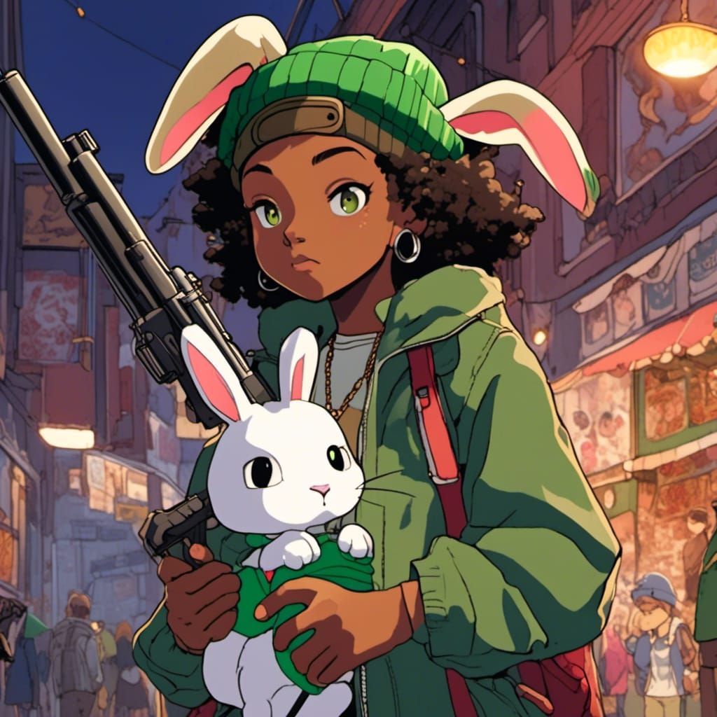 the boondocks teenage lightskin girl happy, wearing green beanie with ...