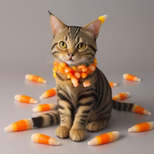 Candy Corn kitty - AI Generated Artwork - NightCafe Creator