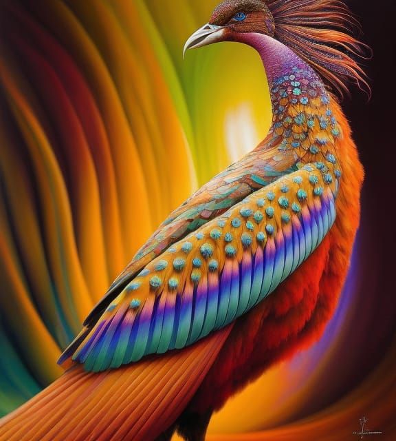 Incredible Detailed Full Body Portrait Of An Exotic Beautiful Peacock