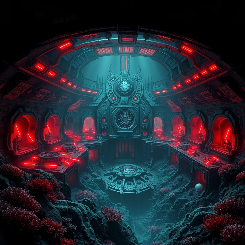 Surreal Sith Research Base Beneath Dark Waters - AI Art
