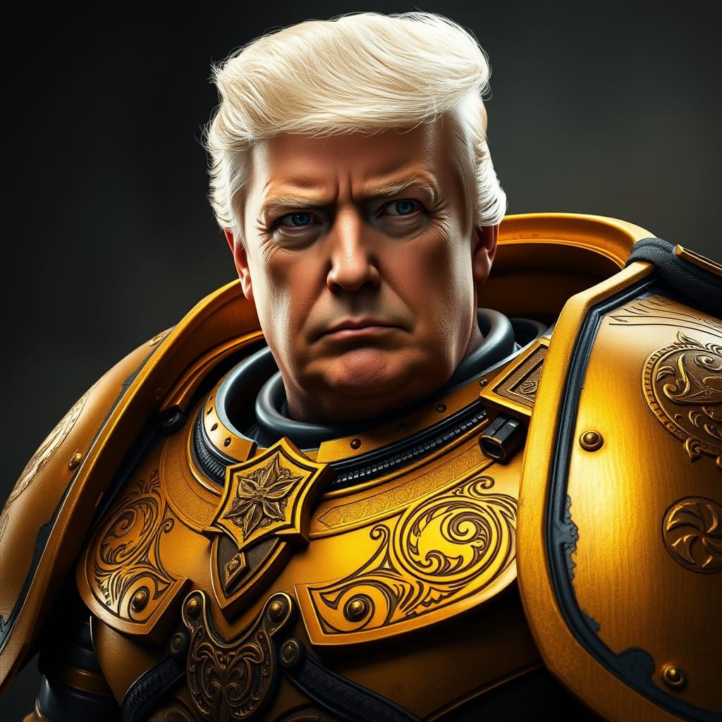 Confident Space Marine in Ornate Golden Armor - AI Art