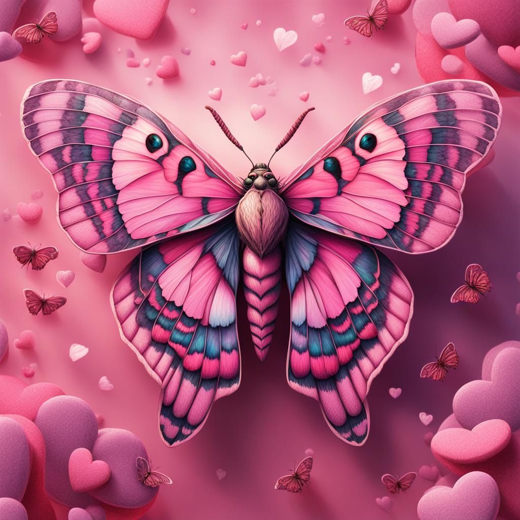 Pink Love Moth - AI Generated Artwork - NightCafe Creator