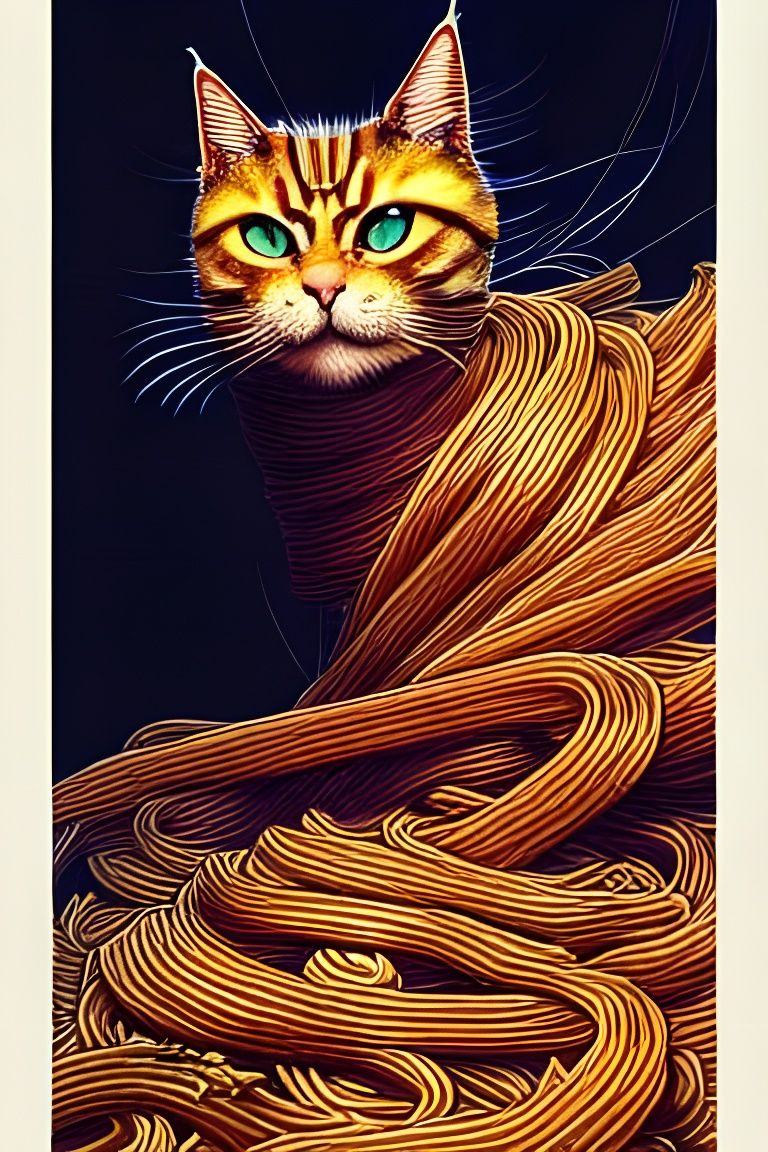 Dang Cat, Get out of my Pasta! - AI Generated Artwork - NightCafe Creator