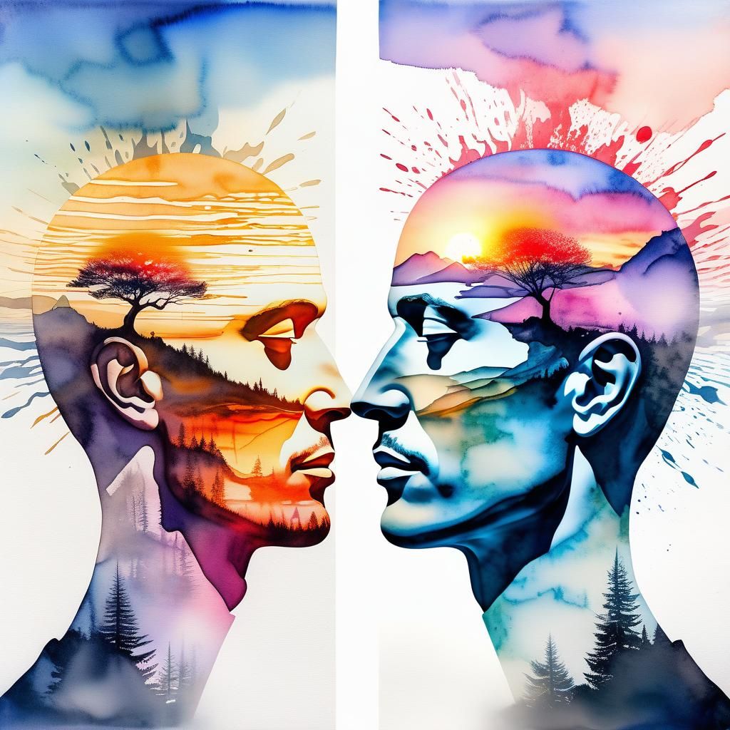 Sunrise Double Exposure of the mind’s journeys, clash between dream and ...