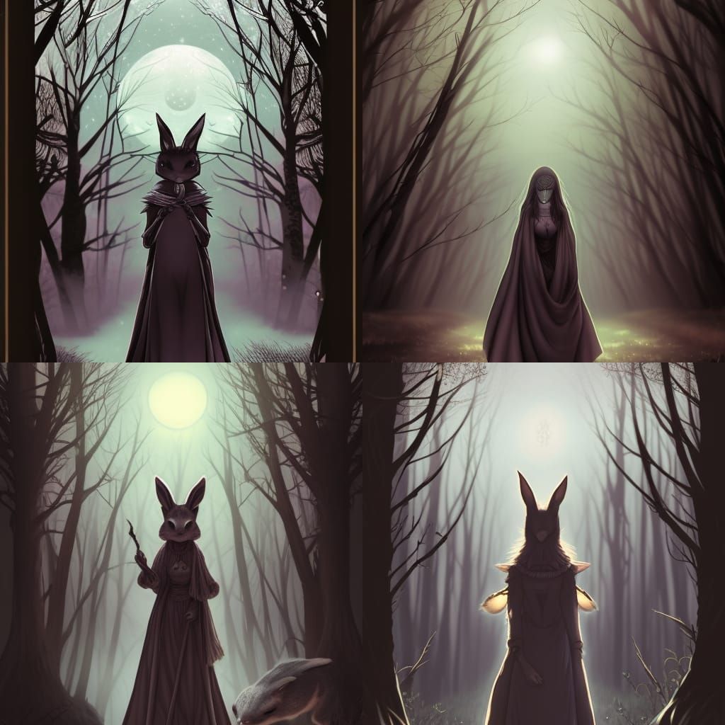 anthro-rabbit-priestess-tends-to-garden-in-moonlit-temple-grounds Yuki ...