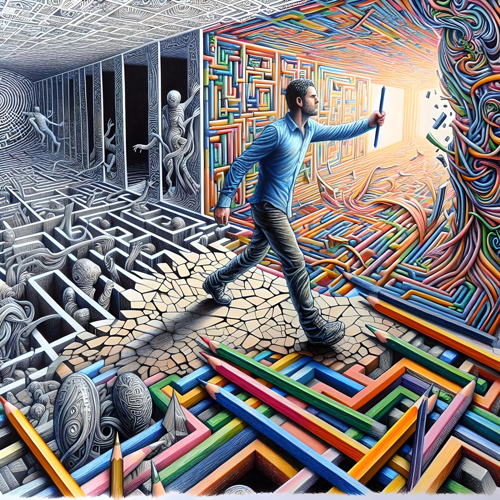 stepping out of an echo chamber - AI Generated Artwork - NightCafe Creator