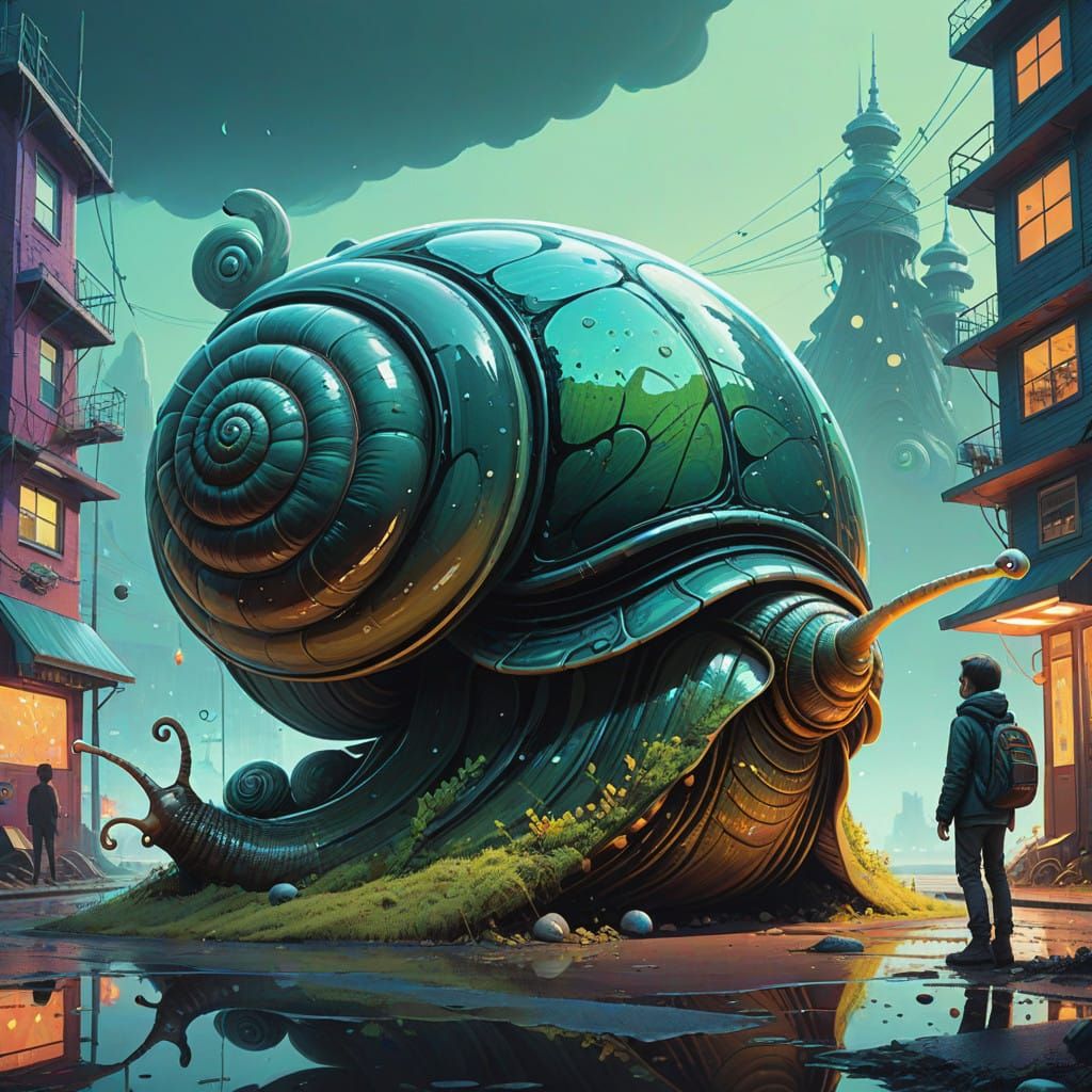 Surreal Snail Hybrid with Iridescent Effect in 8K ... - AI Art