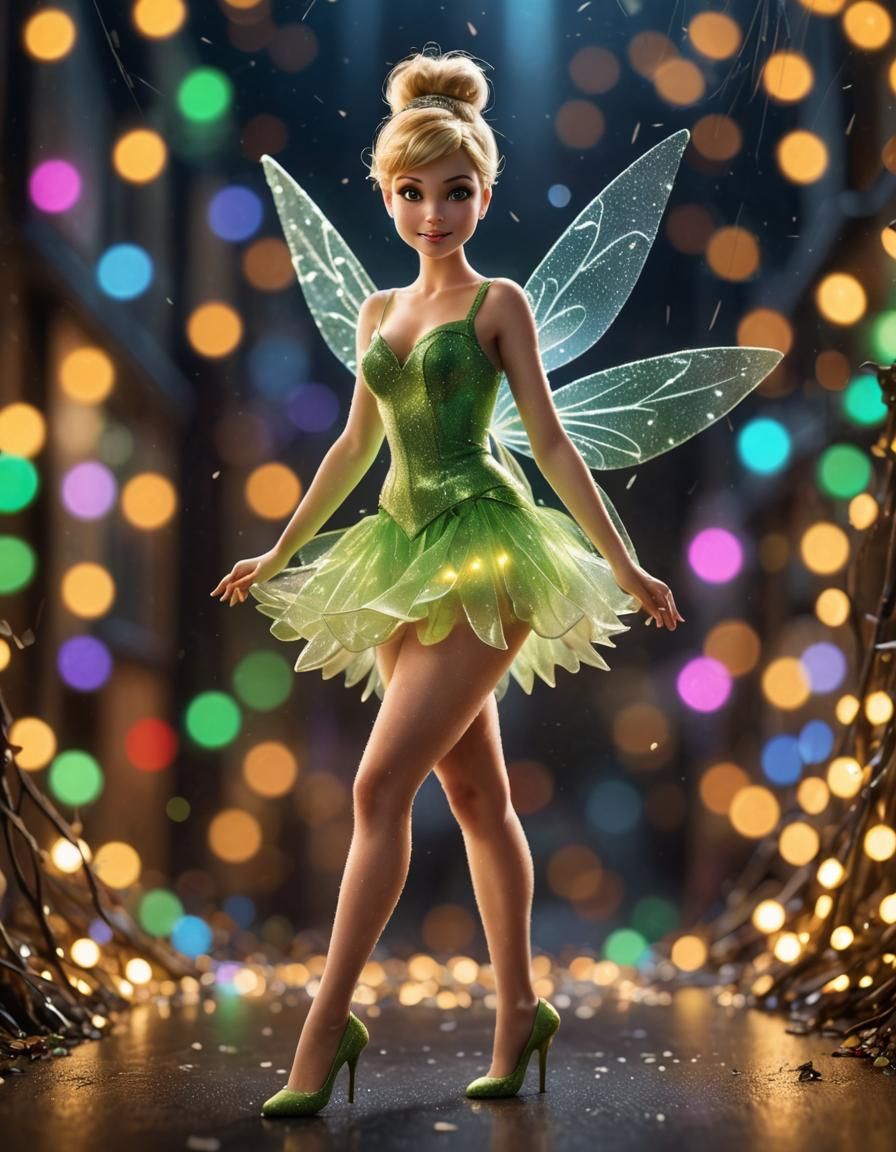 Tinkerbell, posing for fashion magazine ; Center. Hyperdetailed ...