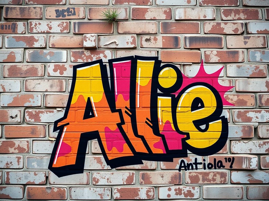 Dynamic Graffiti Letter Allie on Brick Wall in Vib... - AI Art
