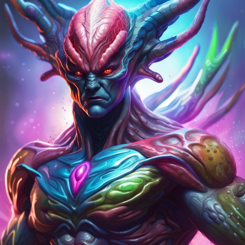 Muscular Advanced Alien god, hyper intelligence, Hyperrealistic ...