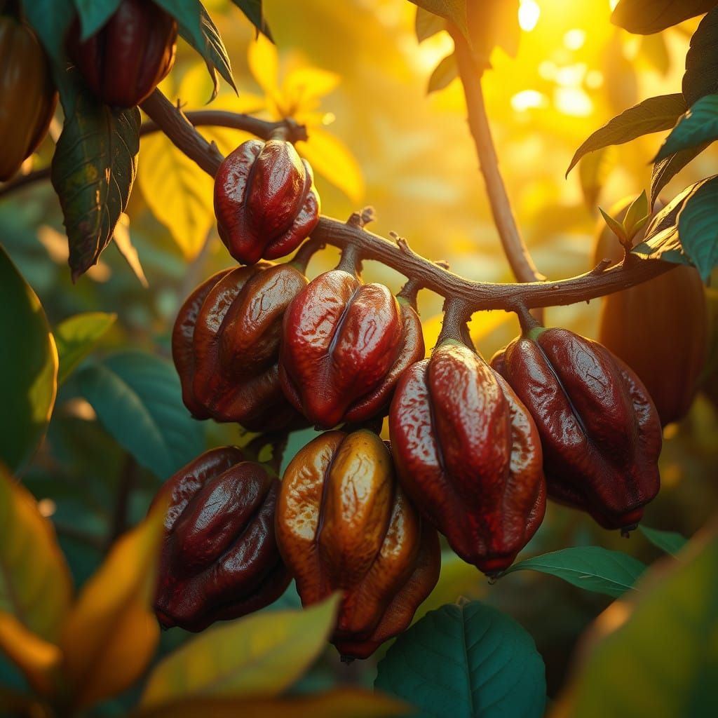 Exotic Cacao Pods in Vibrant, Dreamlike World - AI Art