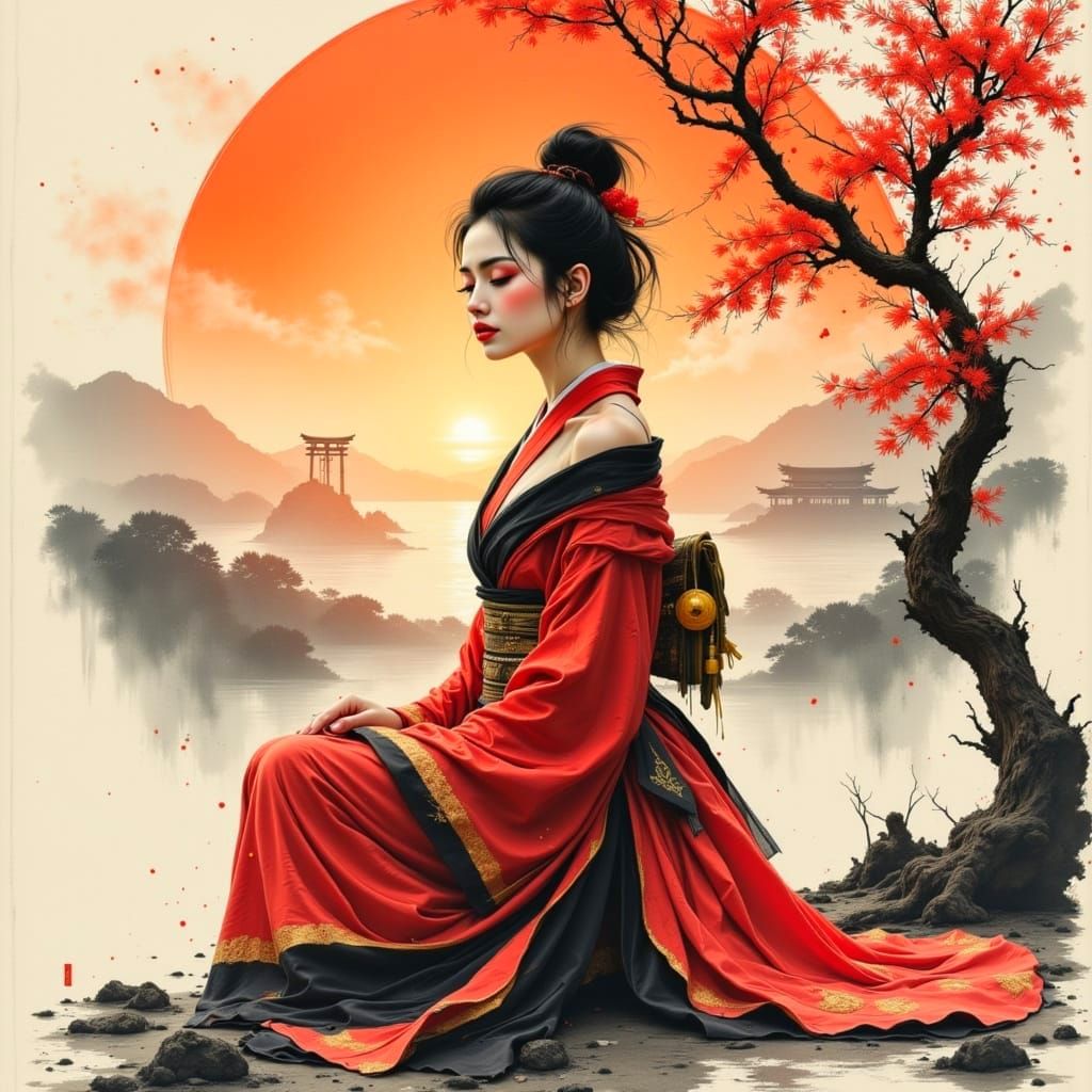Hansei - Breathtaking Japanese She-Samurai Contemplates