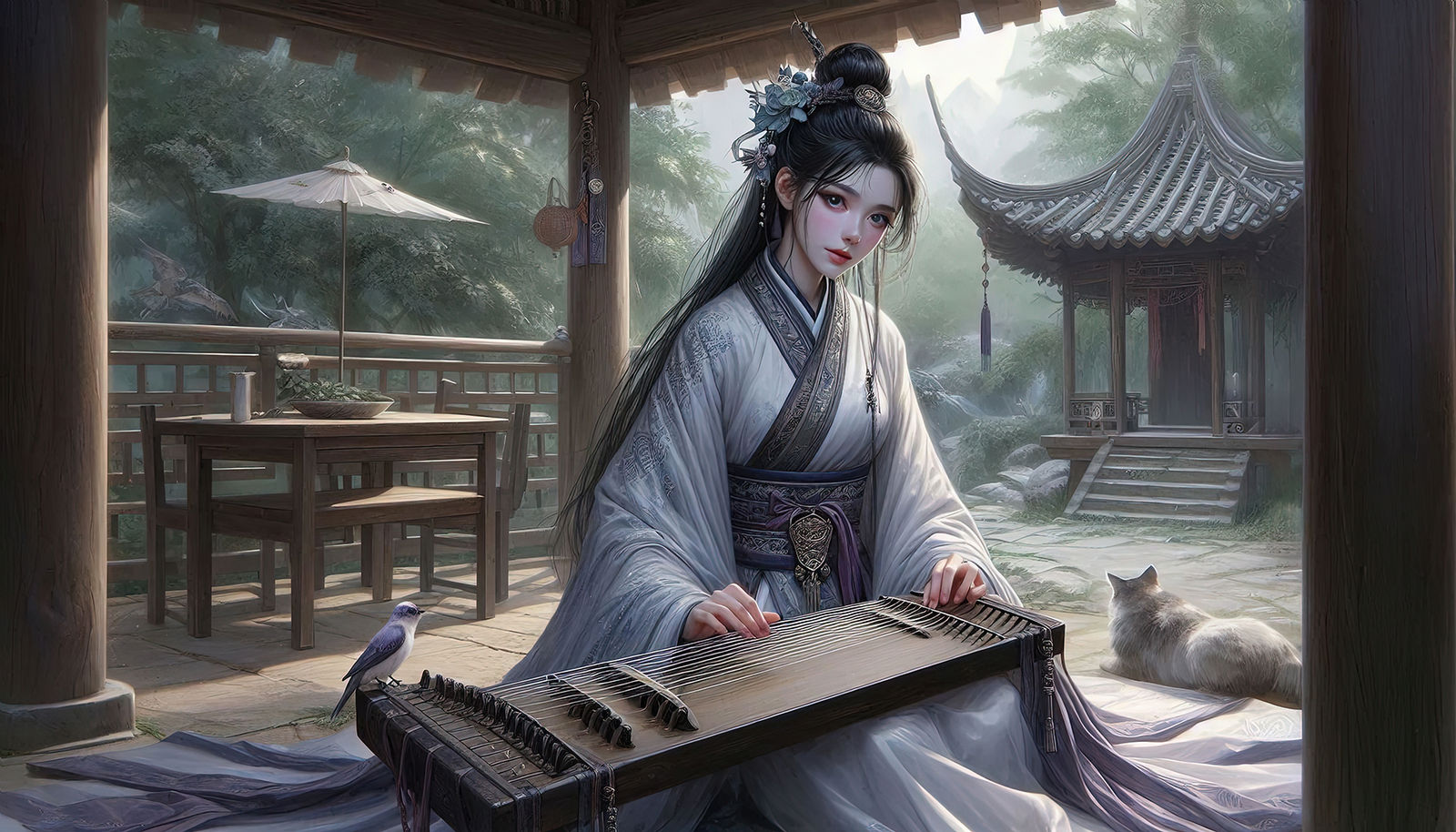 Susu and Her Qin - AI Generated Artwork - NightCafe Creator