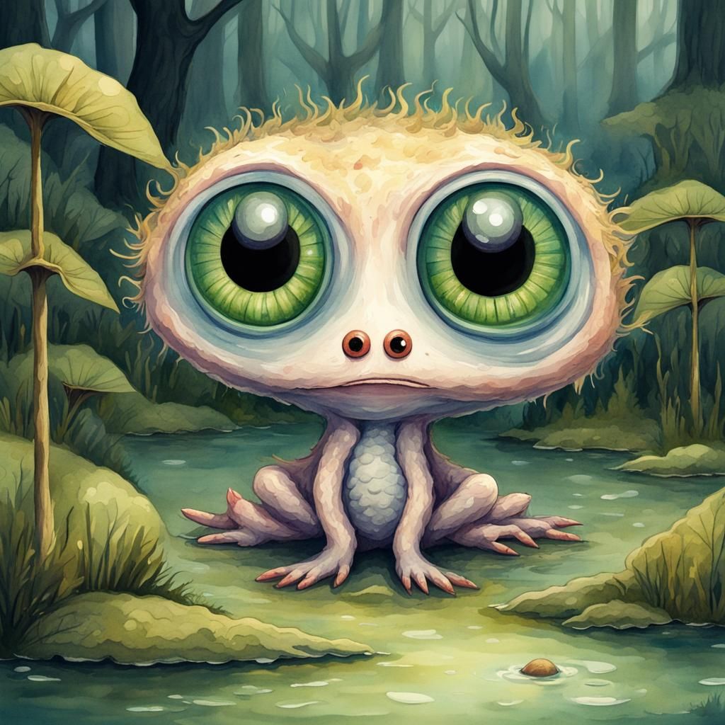 Zany Whimsical Fantastic Novel Cute Swamp Creature :: Quirky Folk Style ...