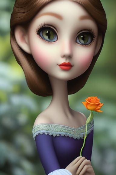 Belle holding a rose - AI Generated Artwork - NightCafe Creator