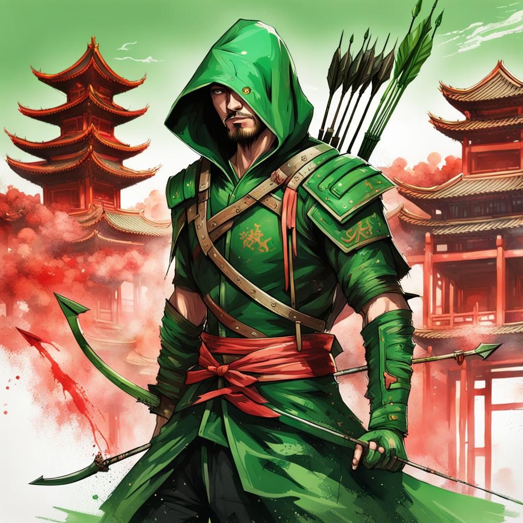 Chinese-style green arrow - AI Generated Artwork - NightCafe Creator