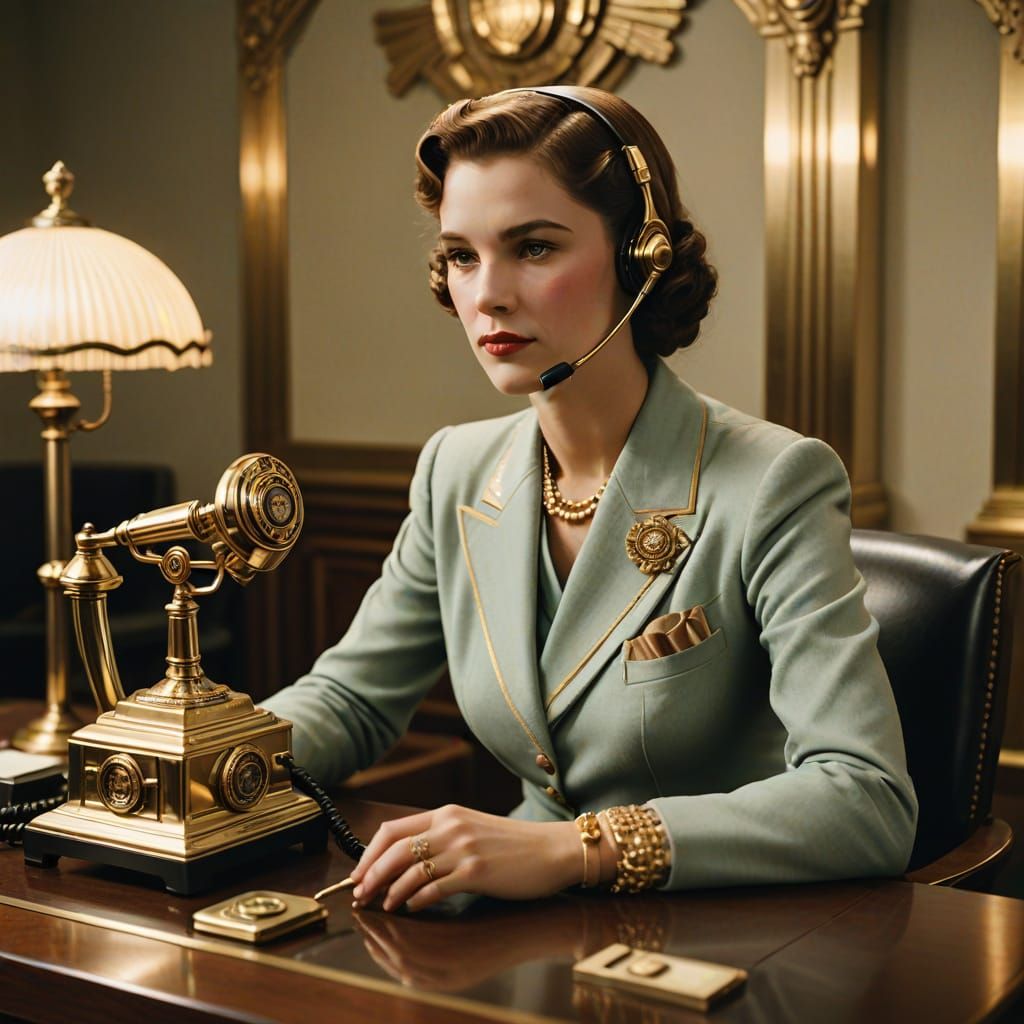 art deco telephone operator - art deco telephone operator