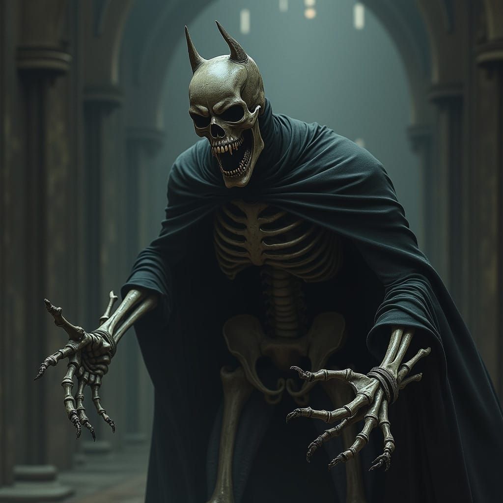 Decomposed Batman Skeleton Reaches Out in Dark, Ma... - AI Art