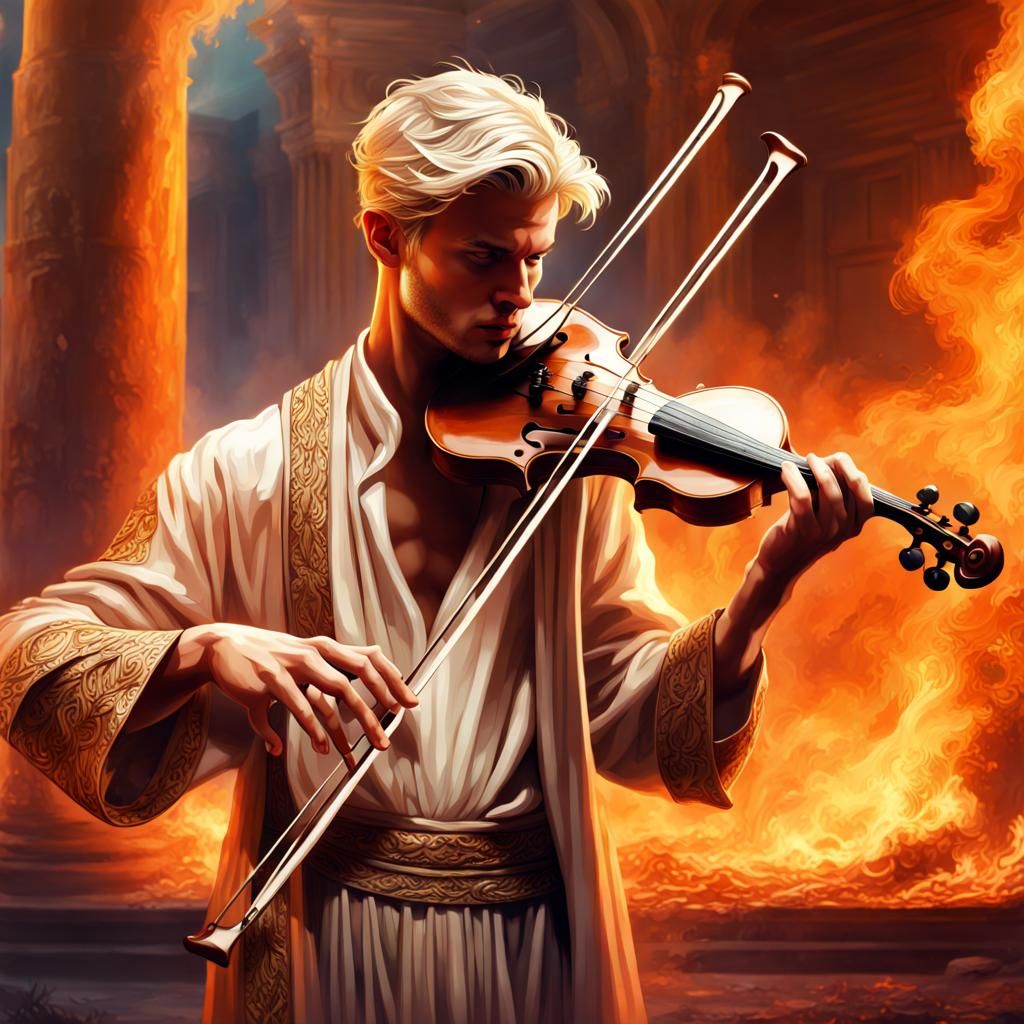 Nero playing the fiddle while Rome burnt. - AI Generated Artwork ...