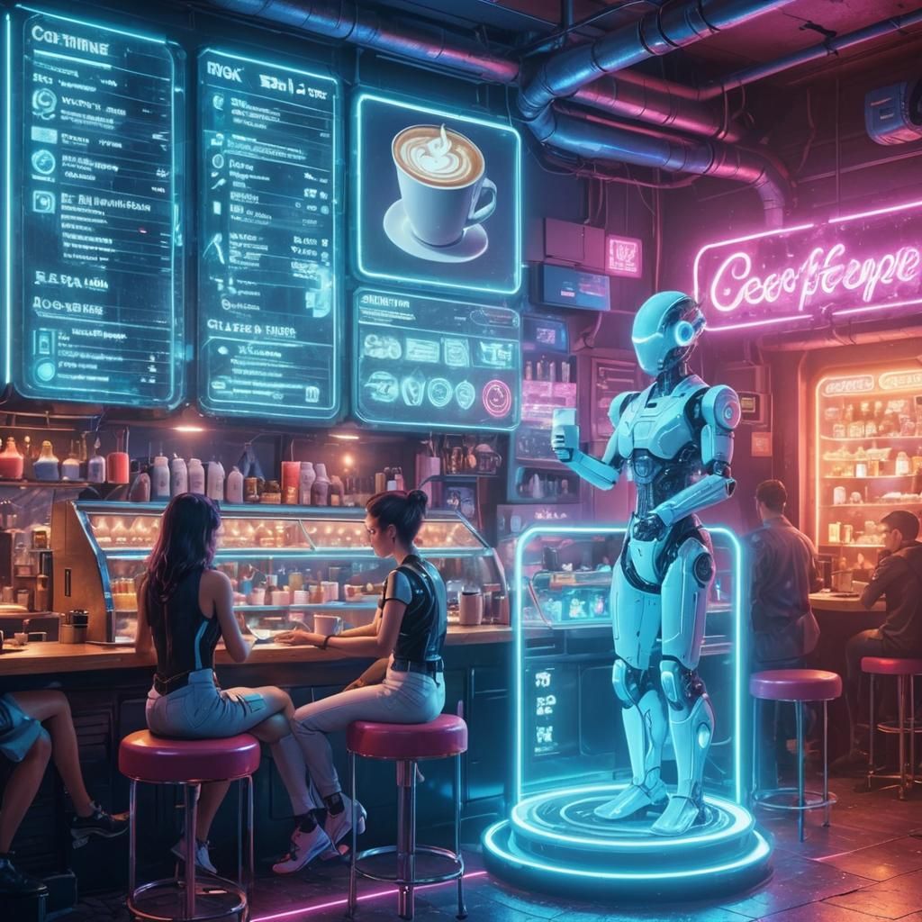 Cyberpunk Coffee Shop 10 - AI Generated Artwork - NightCafe Creator