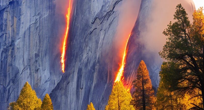 Yosemite Firefall - AI Generated Artwork - NightCafe Creator