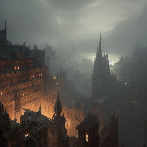 Looking down from the parapet : r/nightcafe