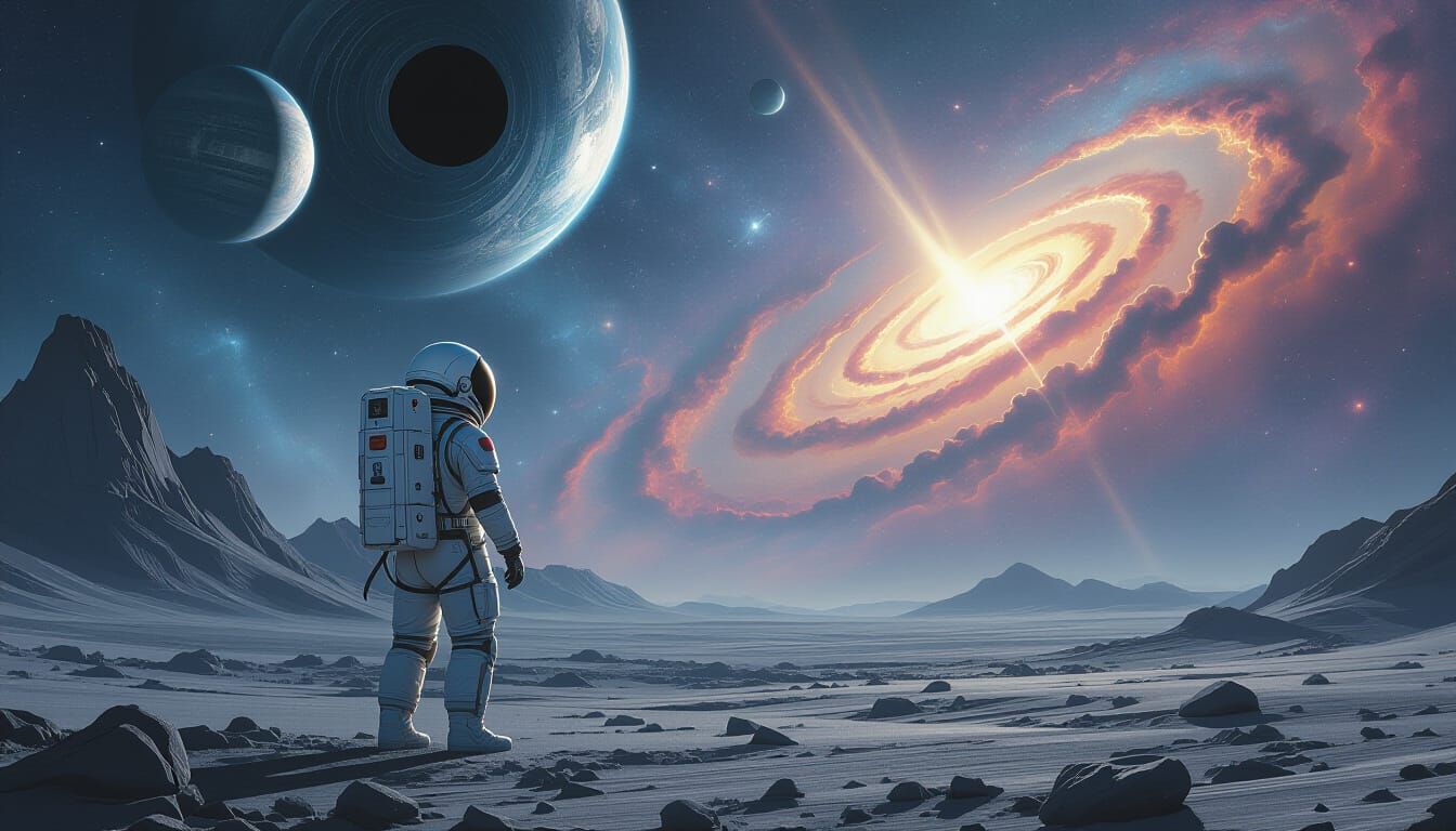 Astronaut Gazing at Cosmic Ballet in HDR - AI Art