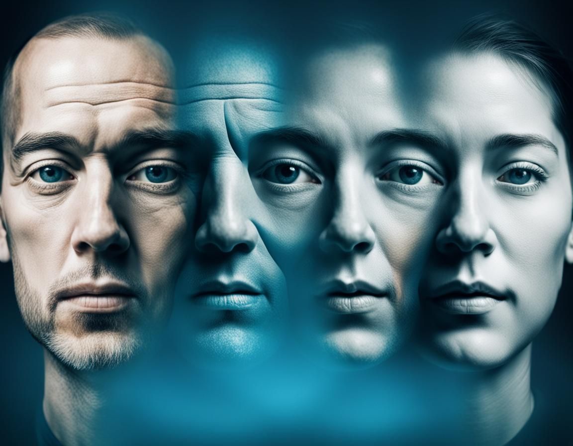 Distorted Unbalanced Reality, dreamy diffuse faces inside faces inside ...