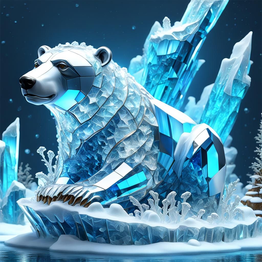 A Ice Sculpture of A Polar Bear - AI Generated Artwork - NightCafe Creator