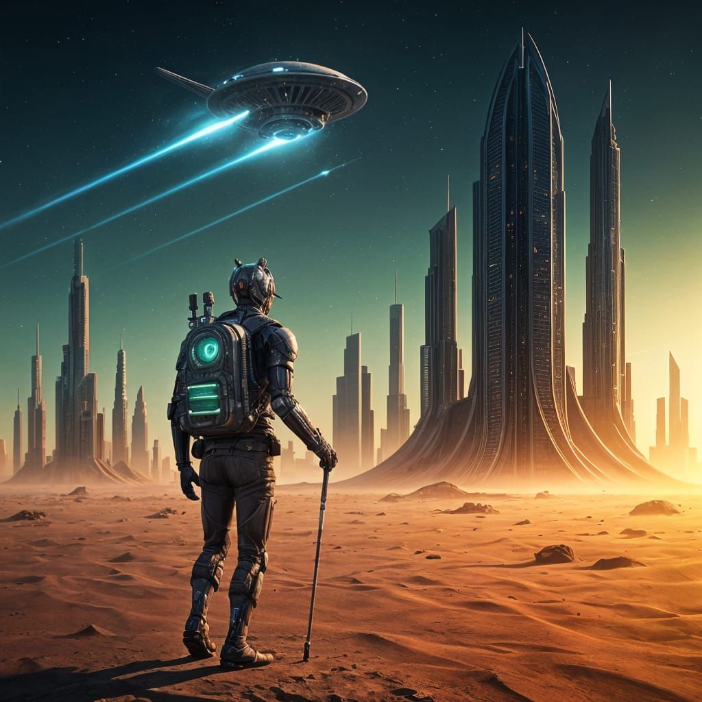 Futuristic Robot Trekking Across a Deserted Dune P... - AI Art