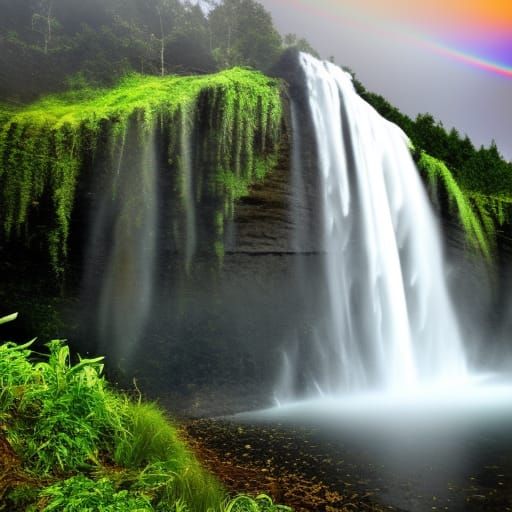Waterfall - AI Generated Artwork - NightCafe Creator