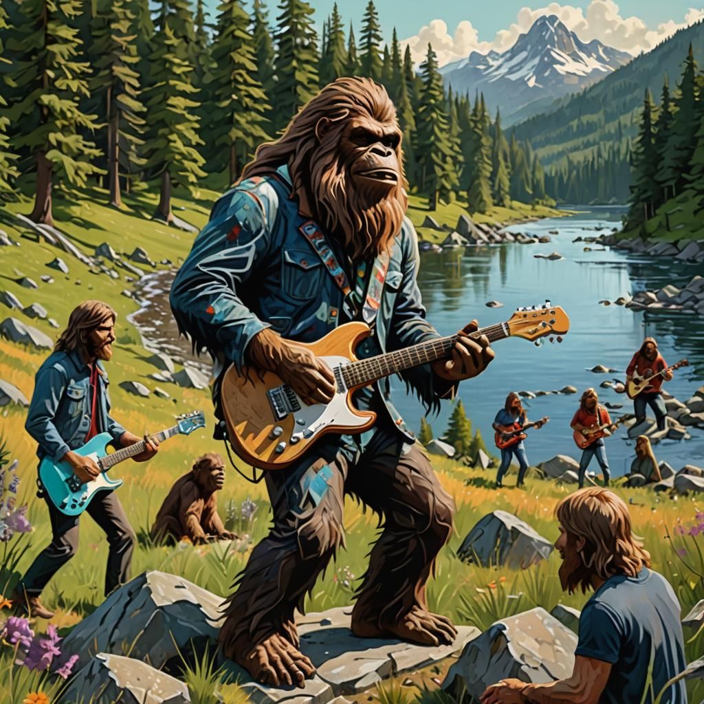 Bigfoot and The Yetis Playing Another Gig! - AI Generated Artwork ...