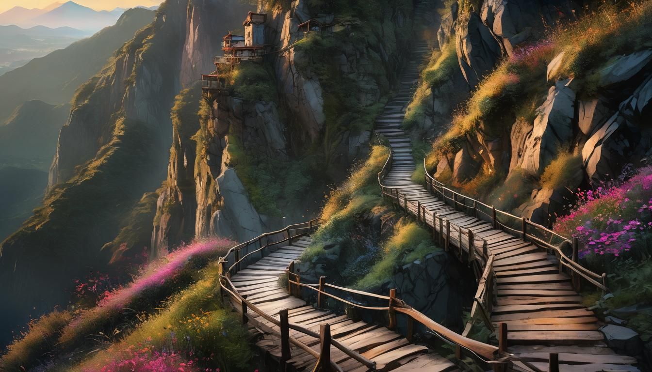 Mountain Path Painting - AI Generated Artwork - NightCafe Creator
