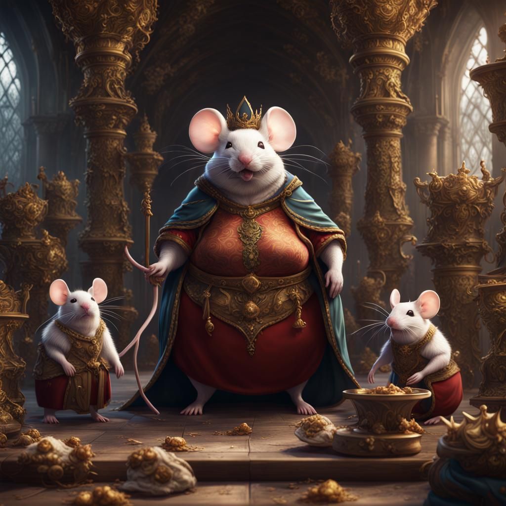 A very fat female mouse queen with mouse servants - AI Generated ...