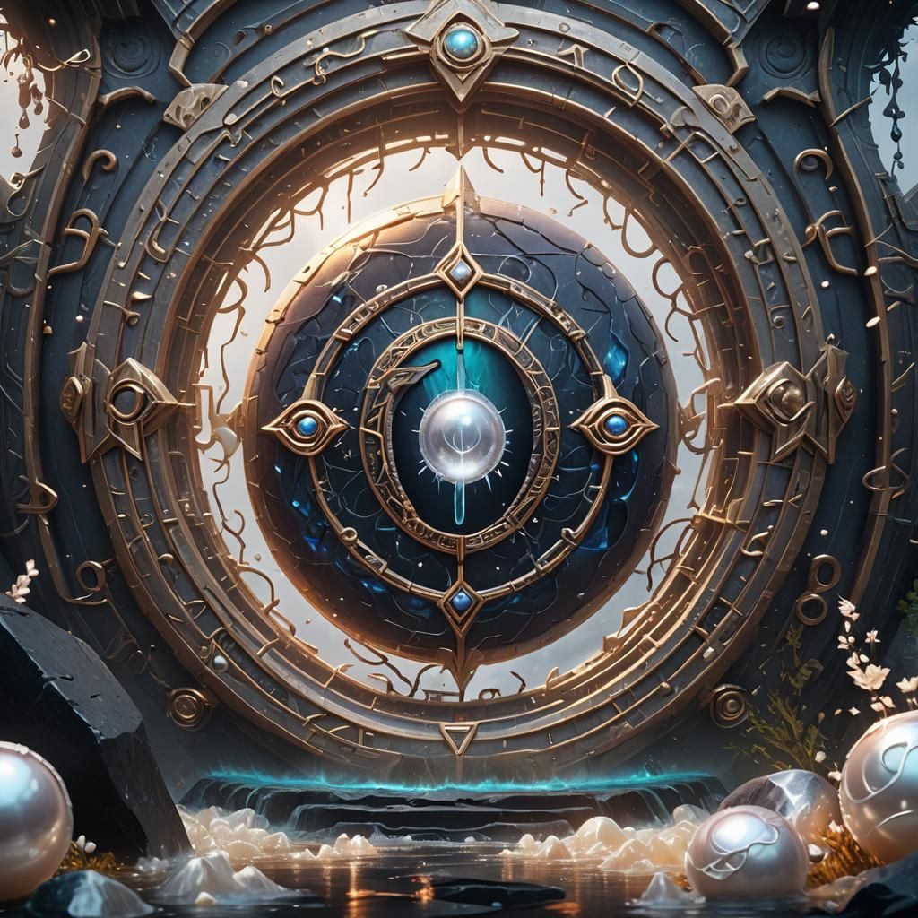Ominous rift portal made of pearl with mysterious runes | detailed ...