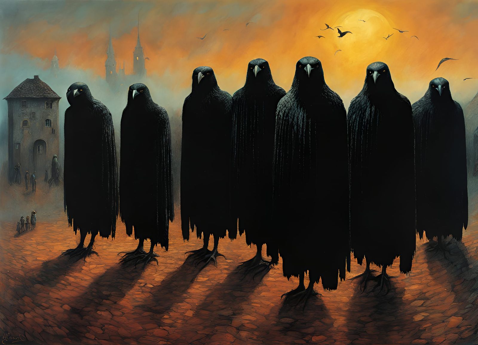 Home of the mysterious crow men - AI Generated Artwork - NightCafe Creator