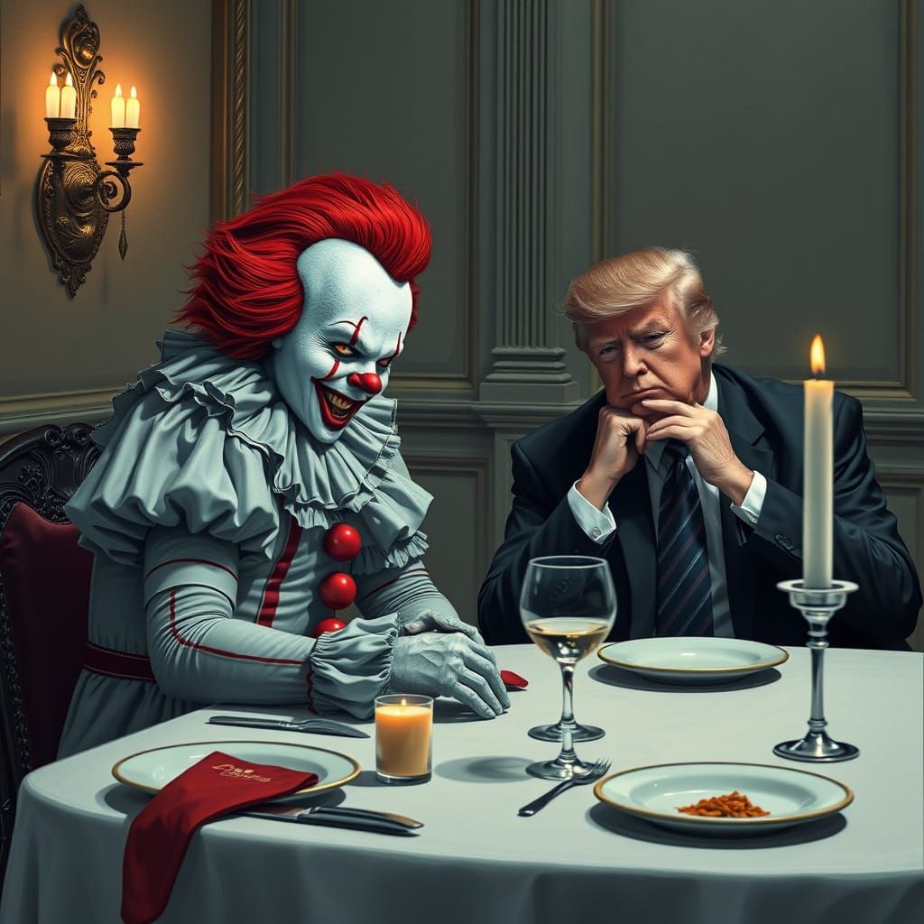 Pennywise Meets Trump: A Dark and Unlikely Dinner ... - AI Art
