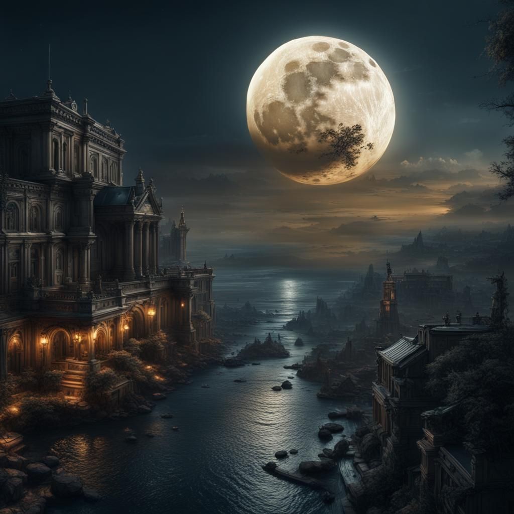 full moon riviera - AI Generated Artwork - NightCafe Creator