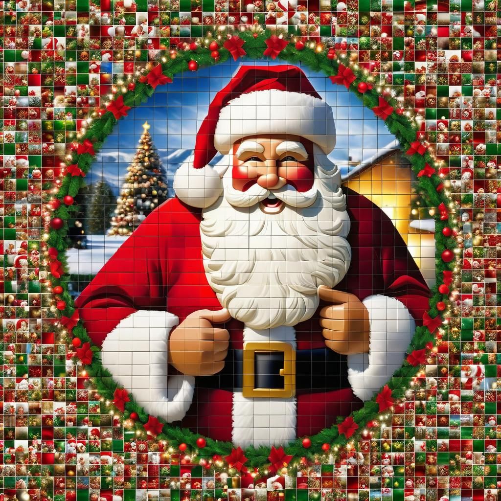 A cheerful Santa mosaic portrait #4 - AI Generated Artwork - NightCafe ...
